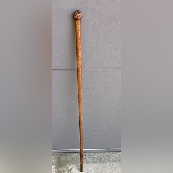 Art | Antique Artisan Hand Crafted Chestnut Ball Pommel Walnut Walking ...